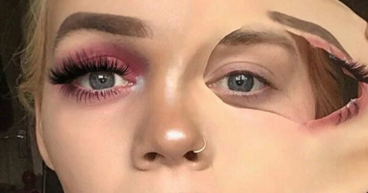 Woman's "Pulled Skin" Makeup Is Equal Parts Cool And Disturbing