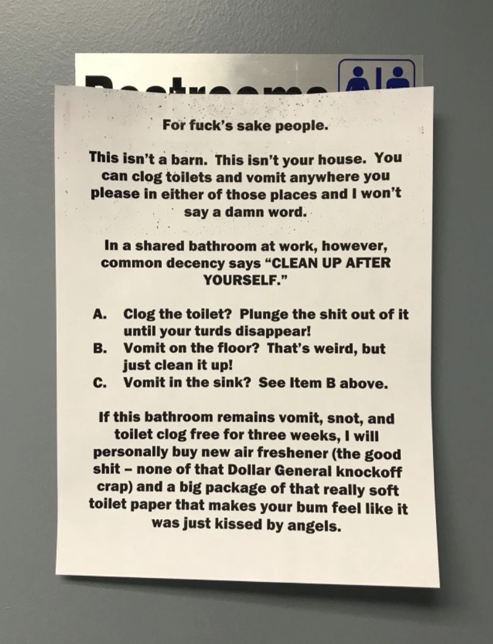 15 Bathroom Notes That Are Way Too Funny