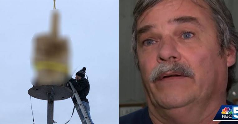 Guy Sculpts Giant Middle Finger To Let His Town Know Exactly How He Feels