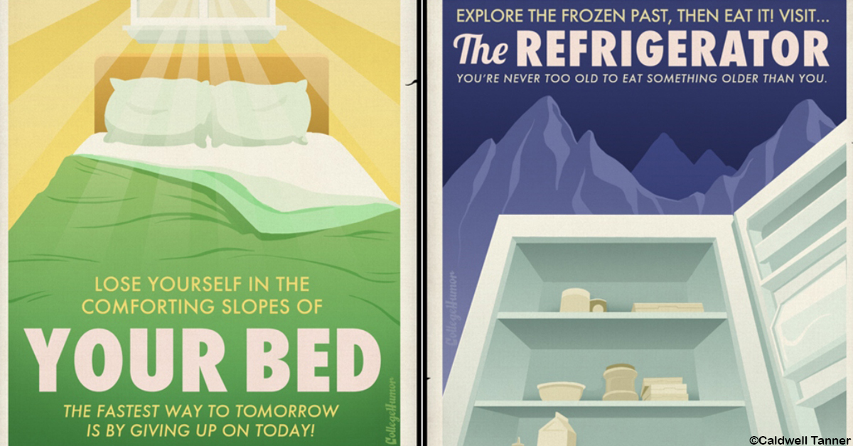 These Travel Posters for Lazy People Will Inspire You...To Stay Home